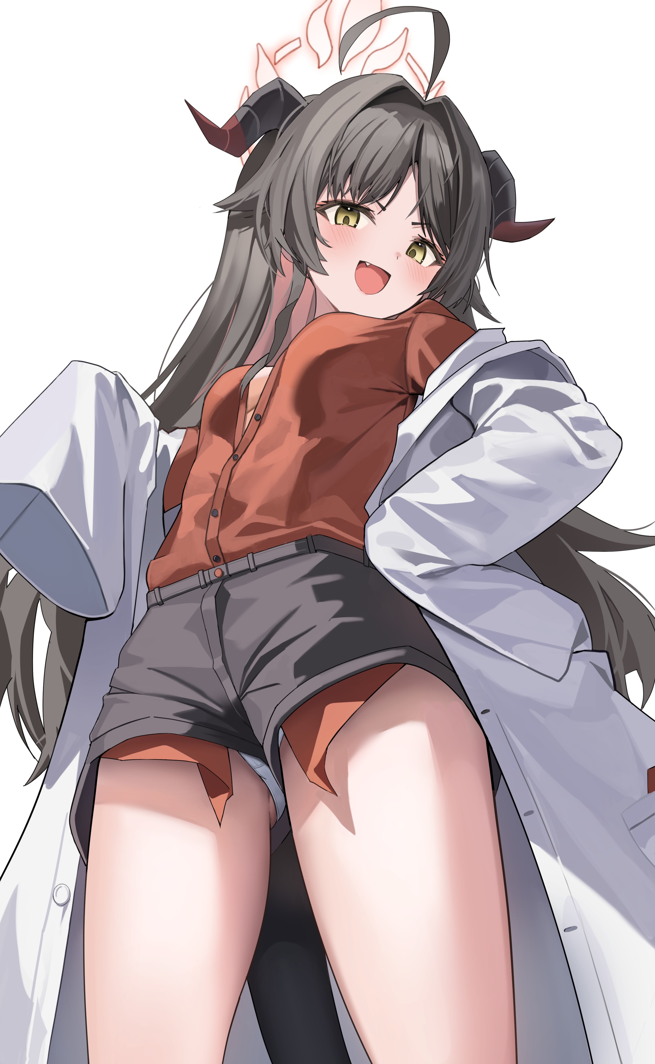 iv (pixiv 72896190) blue archive kinugawa kasumi devil halo horns loli no bra open shirt pantsu ...